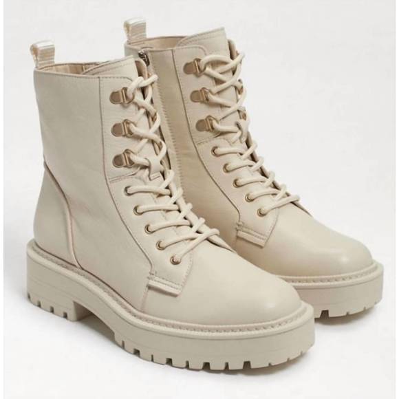 Sam Edelman | Shoes | New Sam Edelman Lue Combat Bootie In Ivory Leather | Poshmark